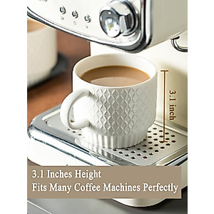 Gomakren Stackable Coffee Mugs Set with Stand, Coffe Cup with Tea Spoon 13 Ounce Cups for Cappuccino Coffee Drinks Tea, Set of 4, White Gift for Man Women 380ml