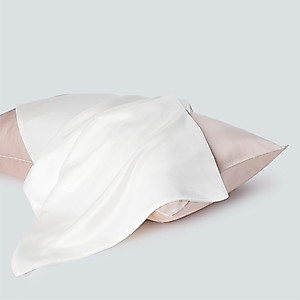 Oeko-TEX Certified White Silk Pillow Cases Made in USA, 100% Real Silk Pillowcase for Hair and Skin, 22 Momme Natural Mulberry Silk Cooling Pillow Cases Standard Size,1 Pc 20"x26" (Standard, White)