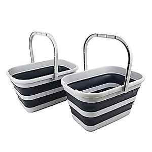 SAMMART 12L (3.1 Gallon) Collapsible Rectangular Handy Basket/Bucket (Set of 2)