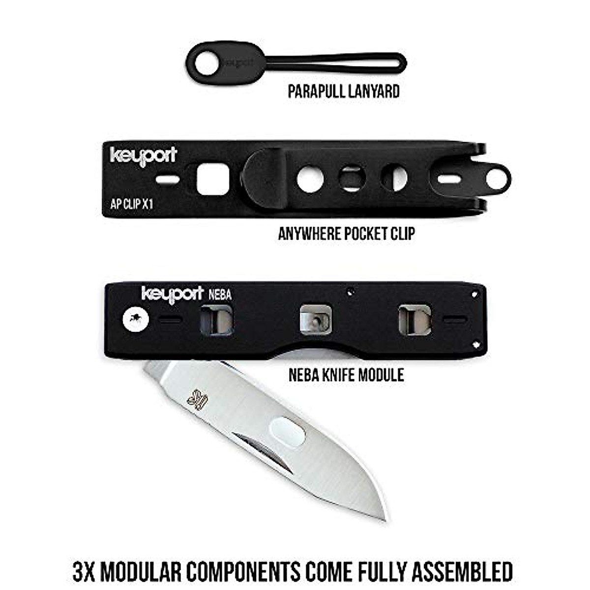 Keyport NEBA Knife - Keychain Knife with Removable Pocket Clip | Small EDC Utility Knife for Men & Women | Premium Keychain Pen Knife | Folding Multitool Knife for Pivot Key Organizer