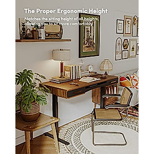 BANTI 48" x 26" Electric Standing Desk, Mid-Century Modern Desk with 3 Drawers, Stand Up Home Office Desks, Vintage Top