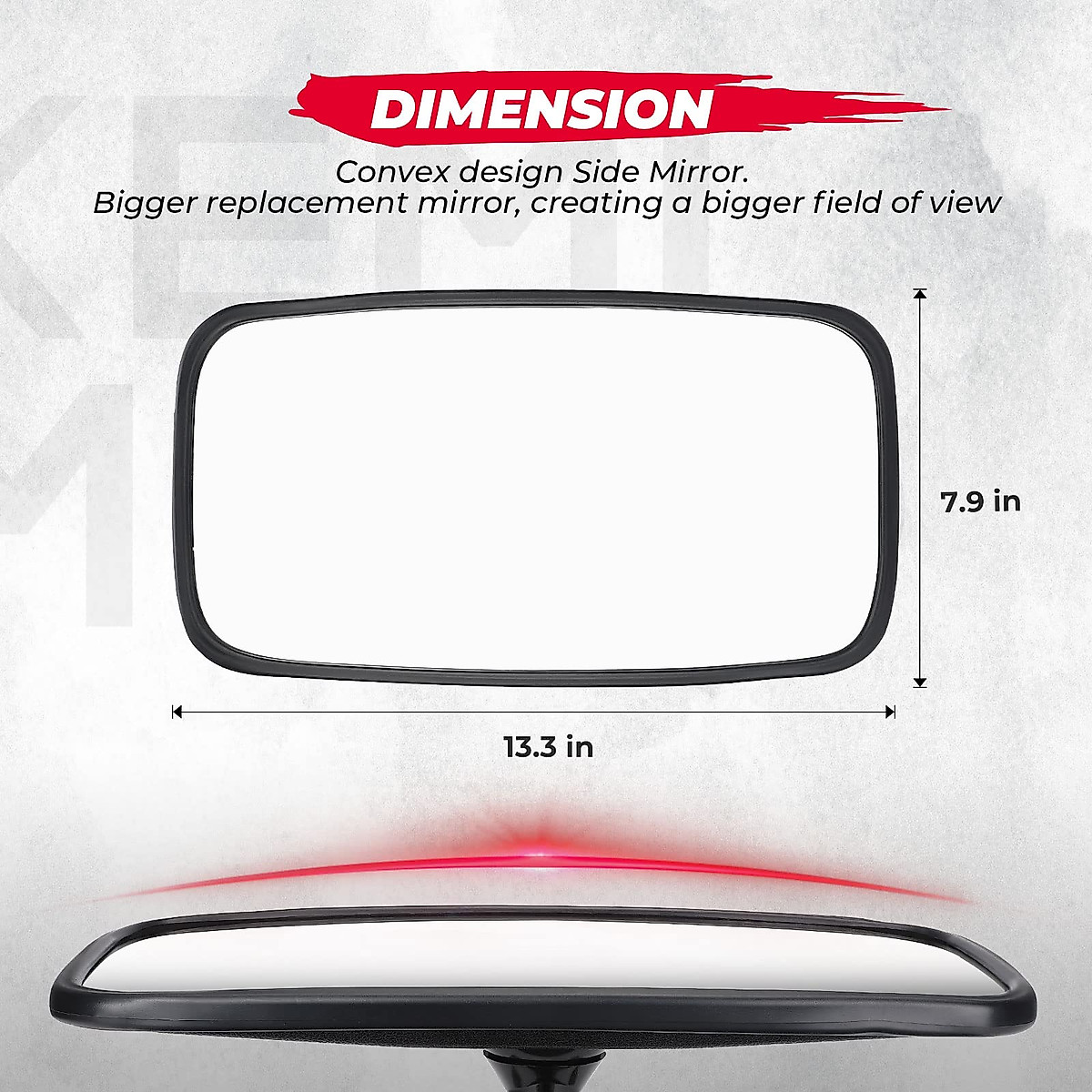 KEMIMOTO Tractor Mirror, Farm Excavator Mirror Compatible With Front Loader Excavator Farm Tractor Such As John Deere, Case IH, Agco, New Holland, Massey Ferguson Ferguson, and Versatile 7.9" x 13"