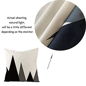 IcosaMro Throw Pillow Covers Black and White Pillow Cases Set of 4 Arrow Mountain 18x18 Decorative Square Zippered Cotton Linen Cushion Cover Room Sofa Decor