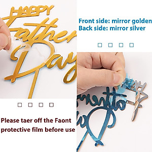 Father's Day Cake Topper, 10pcs Acrylic Happy Father's Day Cupcake Topper for Birthday Father's Day Cake Party Decoration Supplies