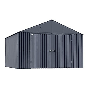 Arrow Shed Elite 12' x 12' Outdoor Lockable Gable Roof Steel Storage Shed Building, Anthracite