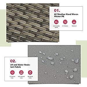 GYUTEI Patio Furniture Sets 6 Pieces Outdoor Sectional Sofa, Hand-Woven Wicker Patio Conversation Set with Coffee Table,Backyard Sets with Washable Cushions for Deck Garden(Grey)