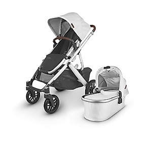 UPPAbaby Vista V2 Stroller - Bryce (White Marl/Silver/Chestnut Leather) + Mesa Infant Car Seat - Bryce (White Marl)