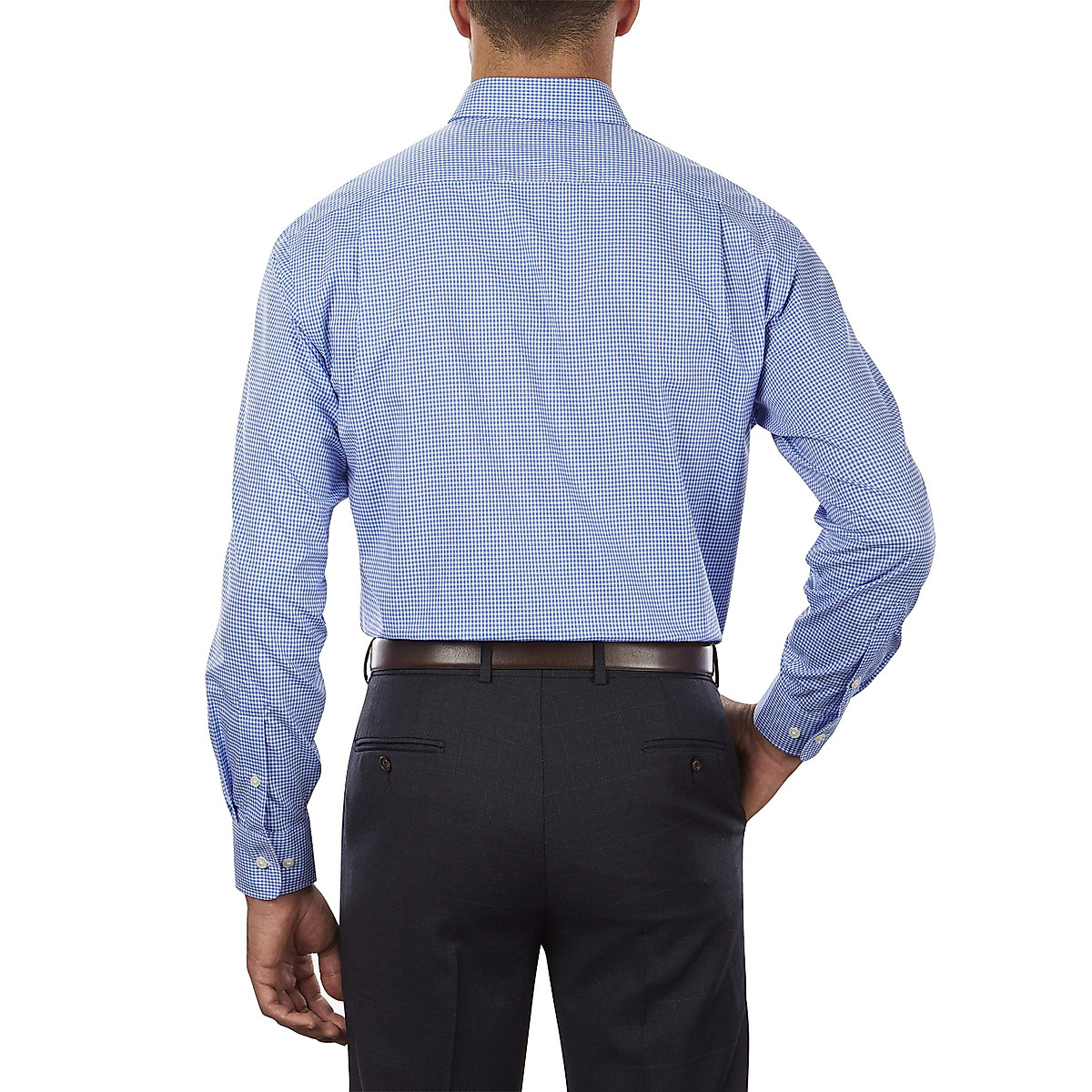 Tommy Hilfiger Men's Dress Shirt Regular Fit Non Iron Gingham, English Blue, 16.5" Neck 34"-35" Sleeve