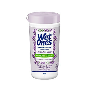 Wet Ones Antibacterial Hand Wipes, Lavender Wipes | Antibacterial Wipes, Moisturizing Wipes | 40 ct. Canister