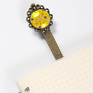 Cute Bee Yellow Metal Bookmark Ruler, Bronze Book Mark Retro Bookmark for Student, Kids, Teacher, Book Club