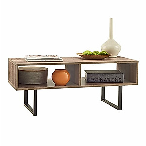 ClosetMaid 1315 Rectangular Wood Coffee Table with Storage Shelves, Gray