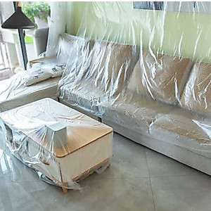 Rocky Mountain Goods 1 Mil Clear Plastic Drop Cloth - 9 ft x 12 ft (3 Pack) - or Painting, Cover Furniture, Walls, Doors - Tear Resistant - Painters Recommended Grade - Indoor/Outdoor - USA