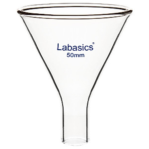 Labasics Glass Powder Funnel, Heavy Wall Borosilicate Glass Short Stem Funnel with 50 mm Top Height and 26 mm Stem Height