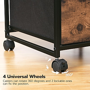 HOOBRO 3-Drawer Mobile File Cabinet, Vertical Filing Cabinet, Under Desk Cart with Drawers for Home Office, Rolling Printer Stand, A4/Letter-Sized, Fabric Drawer, Rustic Brown BF30WJ01