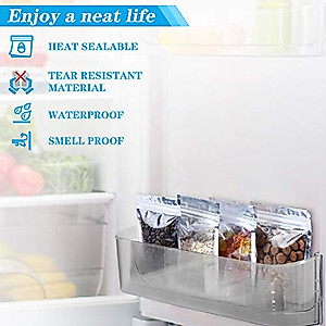 200 Pack - 4"x6" Stand Up Clear Silver Reclosable Mylar Bags for Food Storage, 7.8-mil Aluminum Foil Packaging, Plastic Zipper Food Coffee Candy Storage, Foil Grip Seal Zip Lock Wrap Smell Proof Bags