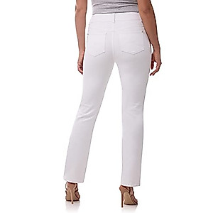 Rekucci Women's Secret Figure Premium Denim Straight Leg Pull-On Jean (10 Short, White)