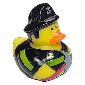 AMERICAN WIT Firefighter Rubber Ducks (2") Standard Size. (12 Pack) Cute Duck Bath Tub Pool Toys