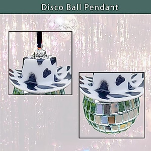 Mxkoso Disco Ball Car Accessory,Car Disco Ball Cowboy Hat, Disco Ball Car,Cute Car Disco Ball,Disco Ball Necklaces for Birthday Party Accessory, Disco Car Charm (A03)