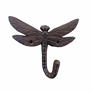 Generic Vintage Style Cast Iron Dragonfly Rustic School Coat Hook Wall Mount, Brown