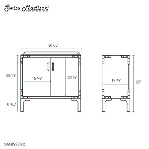 Swiss Madison Well Made Forever Voltaire 36" Single, Bathroom White with Gold Hardware Bath Vanity Cabinet