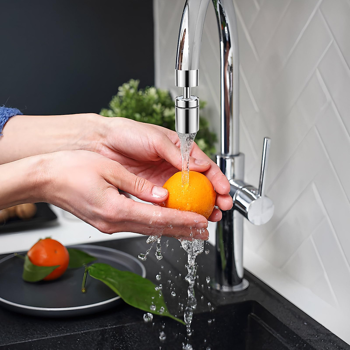 Brass Swivel Faucet Aerator 360° Twist Sink Aerator 55/64'' Female Thread, Kitchen Dual-function Sink Sprayer Attachment, Chrome