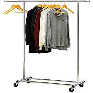 Simple Houseware Heavy Duty Clothing Garment Rack + Dual Bar Adjustable Garment Rack
