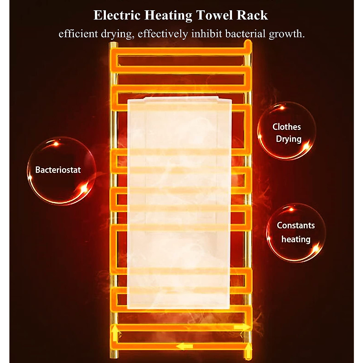 WTTTTW Towel Warmer, 14 Bars Towel Heater Rack, Wall Mounted Electric Heating Towel Rack, Stainless Steel Electric Towel Dryer for Family Hotel Kitchen Bathroom, Gold