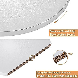 BOARDS+ 9 Pack Cake Drums in 3 Sizes (8, 10, 12 Inch) & in 3 Colors (White, Black, Gold) | 1/2" Thick Cake Board Rounds, Sturdy & Greaseproof | Free Prop Up Tools | Perfect for Heavy/Tiered Cakes