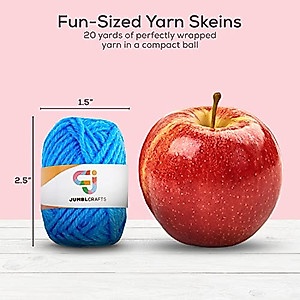 JumblCrafts 24-Yarn Crocheting Starter Kit. 24 Fun-Sized Skeins with 2 Crochet Hooks and 2 Weaving Needles, 24 Assorted Colors of Acrylic Yarn for Crafters. Great for Beginners and Experts
