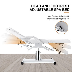 Artist hand Hydraulic Facial Table Tattoo Chair Massage Bed Adjustable Professional for Esthetician Beauty Spa Lash Bed for Eyelash Extensions Salon Equipment Barber Chair Salon Chair (White)