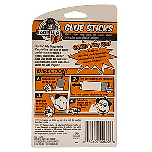 Gorilla Kids Disappearing Purple Glue Sticks, Six 6 Gram Sticks, (Pack of 1)