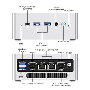 MINISFORUM NAB5 Mini PC 12th Gen Core i5-12450H(8C/12T) Mini Computer 16G RAM+512G SSD, Expandable HDD Slot, HDMI×2+USB-C×2 4K@60Hz Outputs, Intel UHD Graphics Desktop Computer