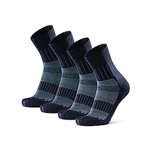 DANISH ENDURANCE Merino Running Socks (Multicolor 2 Pairs (1 x navy/turquoise, 1 x navy/light blue), US Women 8-10 // US Men 6.5-8.5)