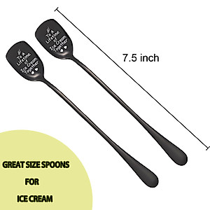 To A Lifetime of Ice Cream Together Gifts For Couple, 2PCS Spoon Christmas Wedding Gifts For Couple,Anniversary Birthday Valentine’s Day Gifts For Lover,Unique Wedding Engagement Gifts (BLACK)