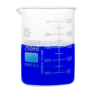 SCIENCENT Glass Beaker 50ml, 100ml, 250ml (Set of 3)