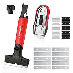 Goldblatt 2 Pieces Razor Blade Scraper with 20-piece Blades, Razor Scraper Tool, Razor Holder for Cleaning Glass Cooktop, Window, Decals, Stickers, Labels, Caulk, Adhesive, Paint Glue Removal