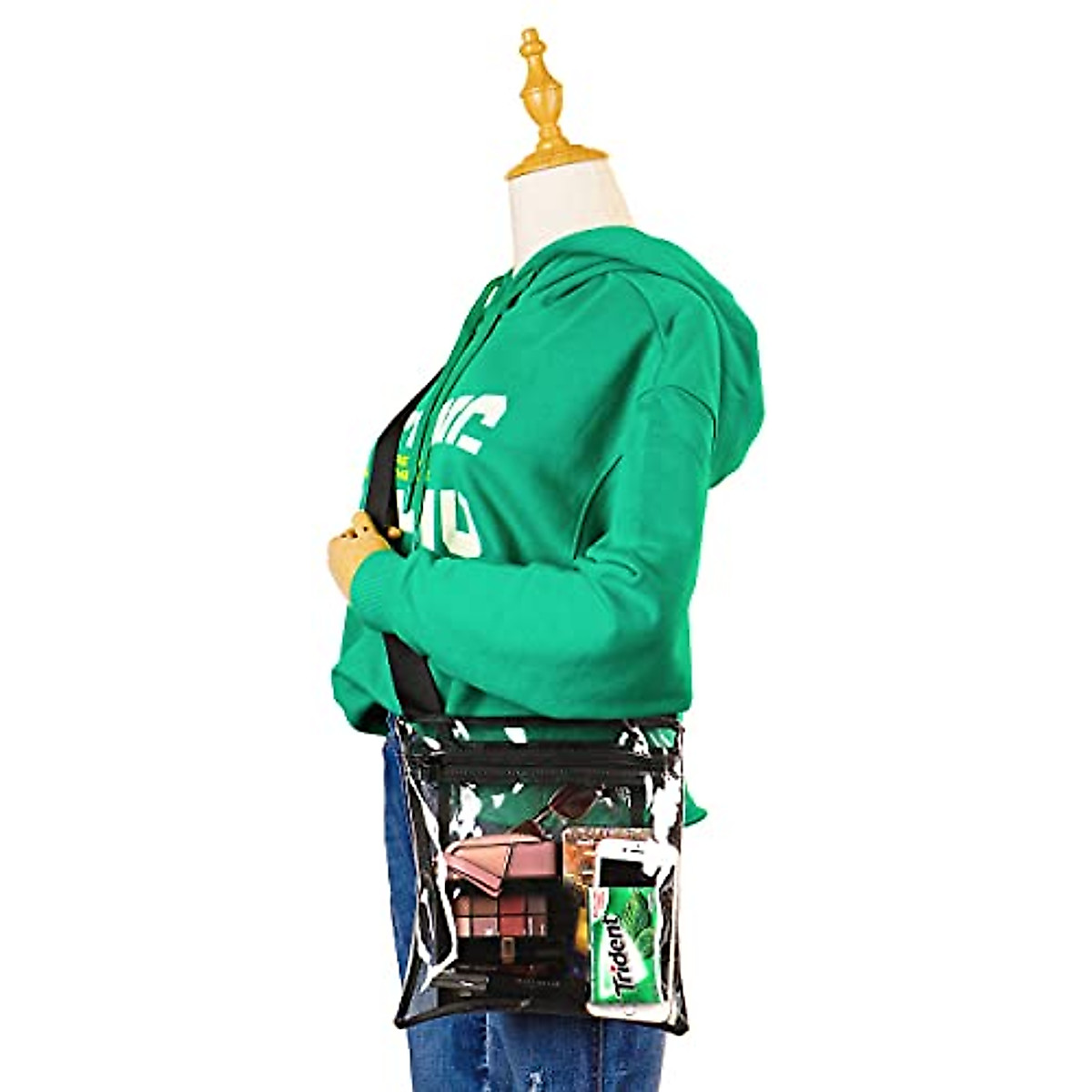 HULISEN Clear Crossbody Purse Bag, Stadium Approved, with Extra Inside Pocket