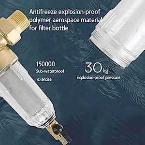 CJGS Water Pre-Filter Sediment Filter 40 Micron,Central Prefilter Whole House Water Filter Purifier System 3T/h Siphon Backwash -Reusable Spin Down Sediment Water Filter