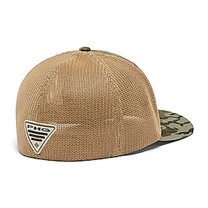 Columbia Unisex PHG Camo Mesh Ball Cap - High, Mossy Oak Bottomland/Game Flag, Small/Medium