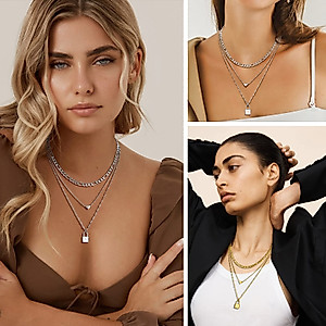 PROSTEEL Trendy Lock Necklace for Women Chain M Initial Necklace