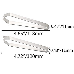 2 Pieces Fish Bone Tweezers, Stainless Steel Flat and Slant Tweezers Pliers Remover Tool (4.6")
