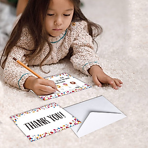 Kids Fill in The Blank Thank You Cards, 25 Thank You Cards Kids With White Envelopes, Fun Gender Neutral Thank You Notes For Birthday Party, Event or Holiday Use.