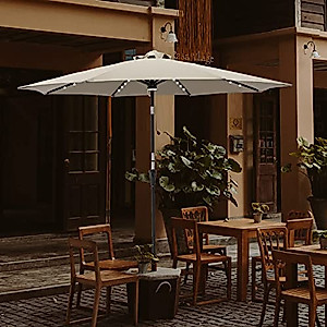 C-Hopetree 10 ft Outdoor Patio Market Table Umbrella with Solar LED Lights and Tilt, Taupe