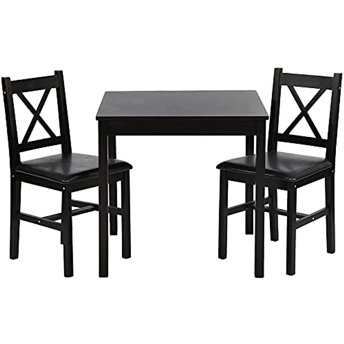 Dining Table Dining Kitchen Table Dining Set 3 Piece Table and Chair for 2 Person  Wooden  Table with  2  Chairs Dining Room Table Set,Dark Brown 