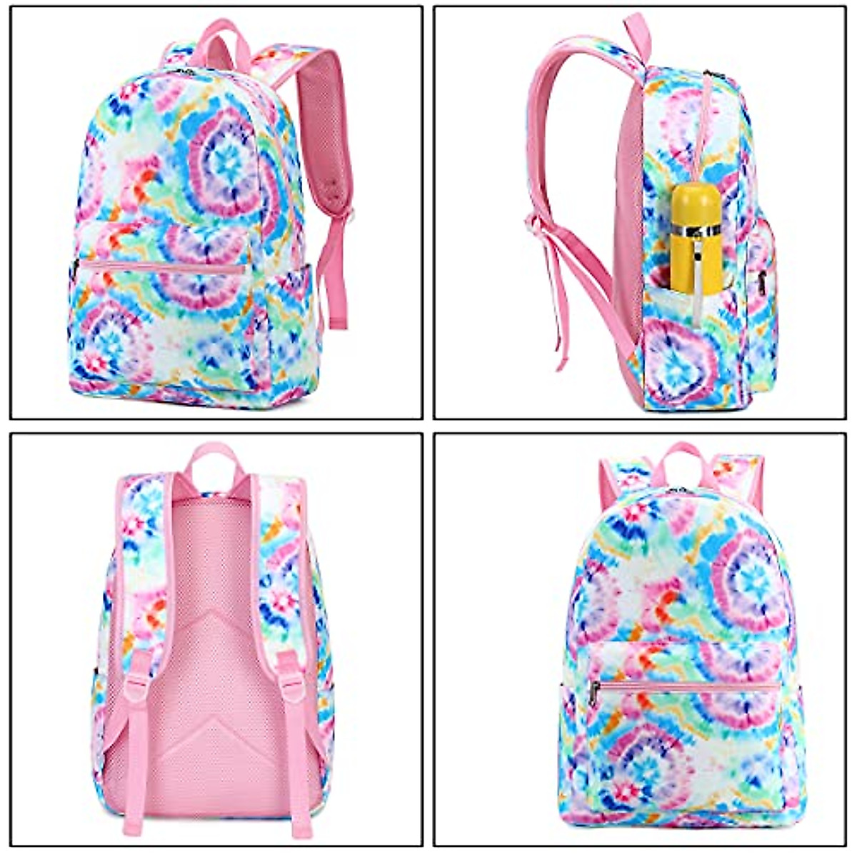 Bluboon School Backpack for Girls Teens Bookbag Set Laptop Backpack Lunch Box with Pencil Bag (Tie Dye Blue)
