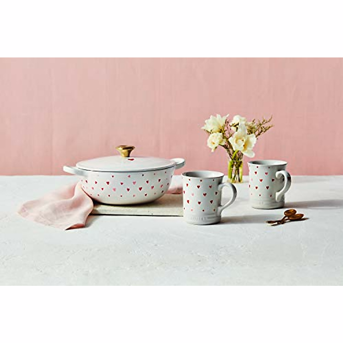 Le Creuset La'Amour Stoneware Mug, White with Heart Applique