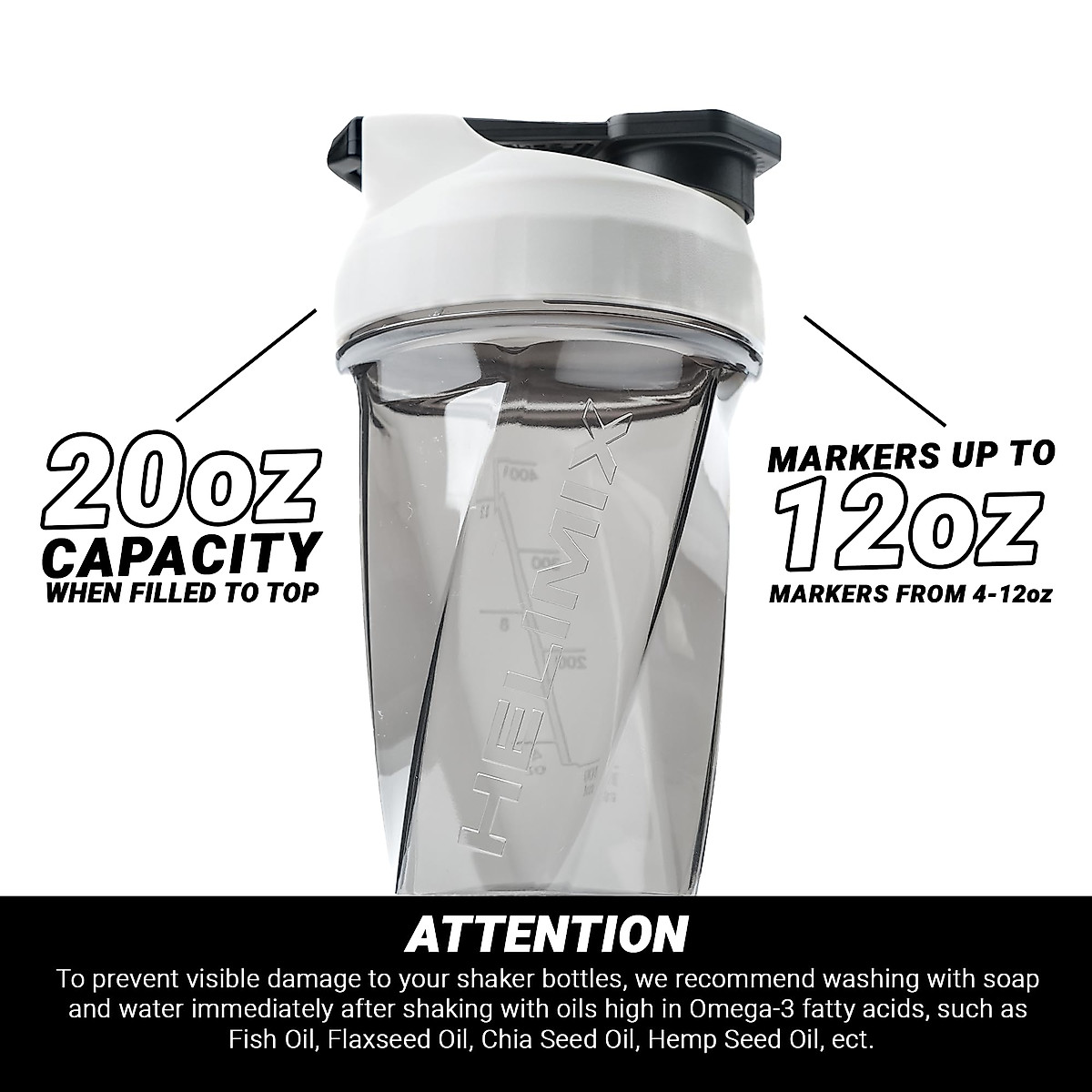 HELIMIX 1.5 Vortex Blender Shaker Bottle Holds Upto 20oz | No Blending Ball or Whisk | USA Made | Portable Pre Workout Whey Protein Drink Shaker Cup | Mixes Cocktails Smoothies Shakes | Top Rack Safe