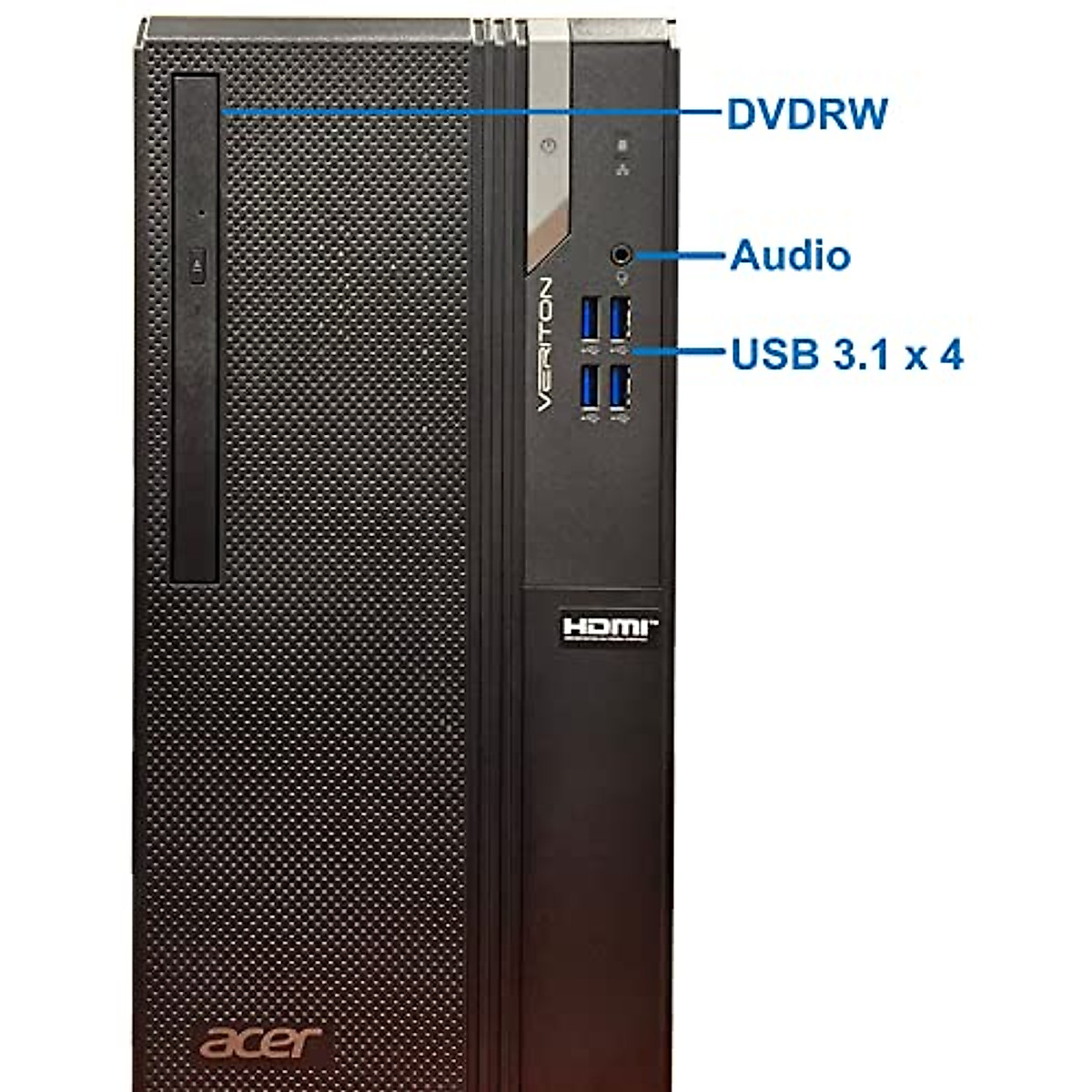 acer Veriton Tower Computer – Intel i7-12700K, 32GB Ram, 2TB NVMe SSD, DVD-RW, DisplayPort, HDMI, VGA, AC Wi-Fi, Bluetooth - Windows 11 Pro