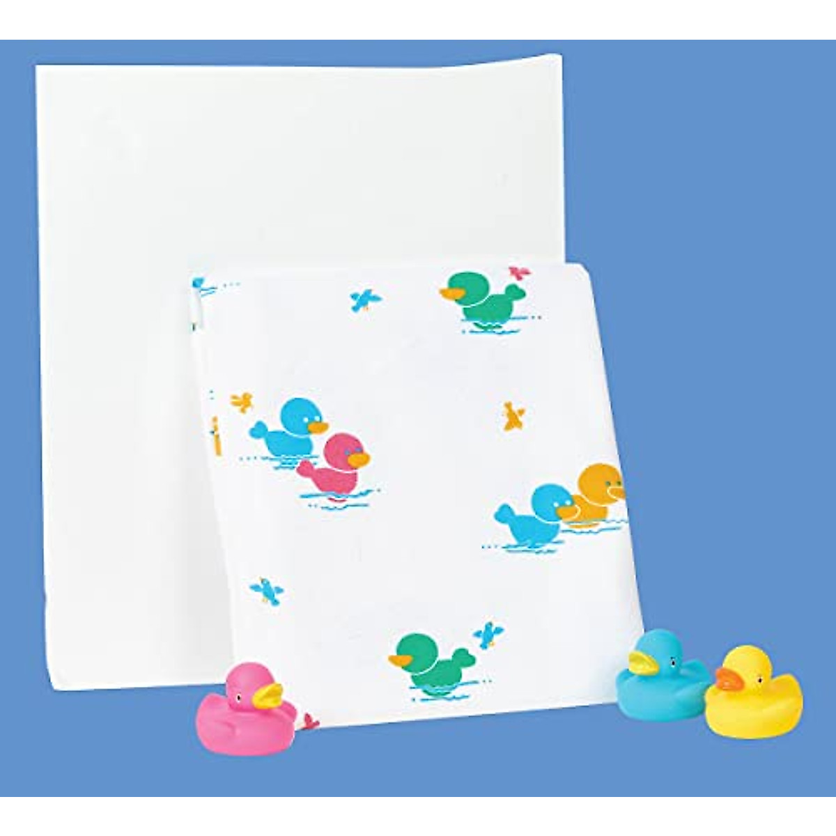 Medline Duck Print Baby Blanket, Classic Design, 100% Cotton, Soft, Cuddly, Swaddling, 30" x 40", 3 Count