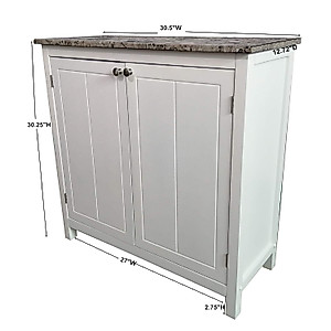 Kings Brand Furniture - Haber Marble Finish Top White Kitchen Island Storage Cabinet